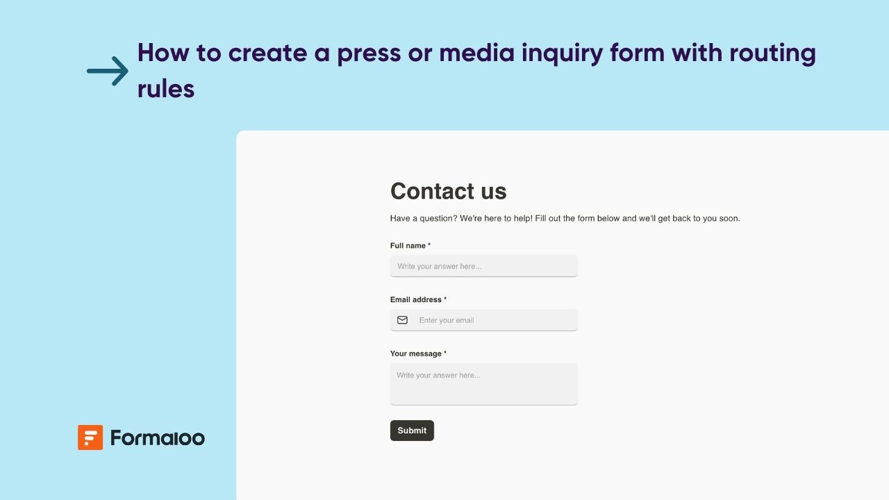 How to create a press or media inquiry form with routing rules - Formaloo